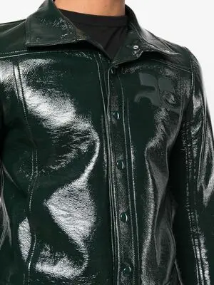 COURREGES Button-up Faux Leather Jacket - Green