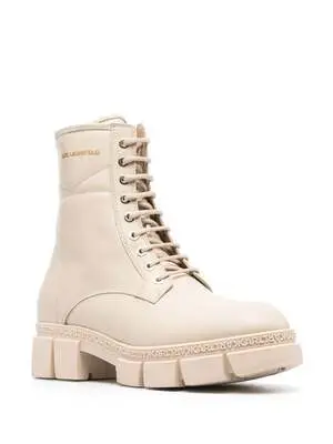 Karl Lagerfeld Logo-embossed Leather Ankle Boots