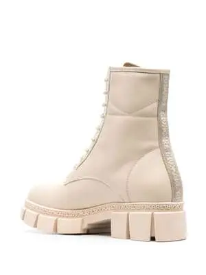 Karl Lagerfeld Logo-embossed Leather Ankle Boots