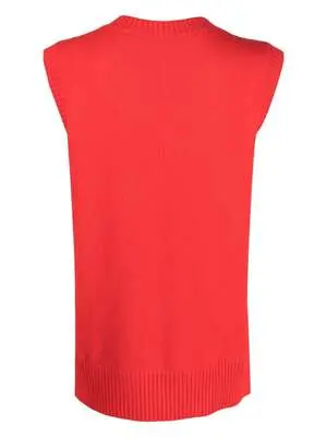 CORMIO Squirrel-print Knit Vest - Red