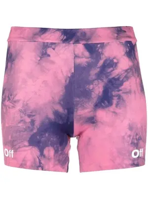 Off-White Logo-print Tie-dye Shorts - Pink
