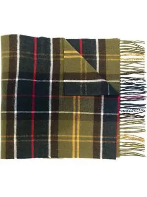 Barbour Fringed Tartan-check Scarf - Green