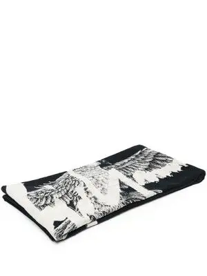 Yohji Yamamoto Logo Print Towel - Black