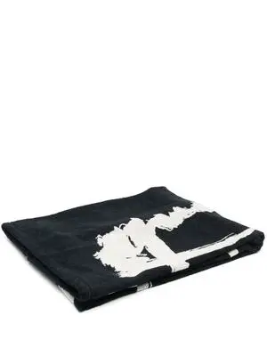 Yohji Yamamoto Logo Print Towel - Black