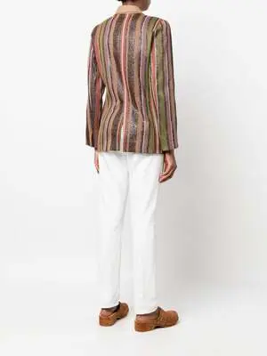 BENJAMIN BENMOYAL Striped Belted Blazer