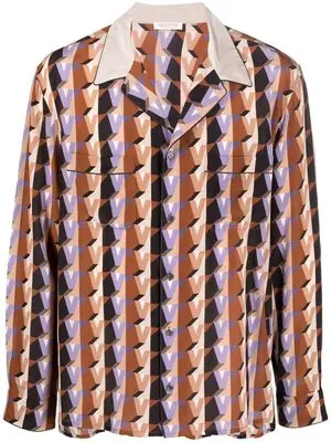 Valentino Garavani Graphic-print Silk Shirt - Brown