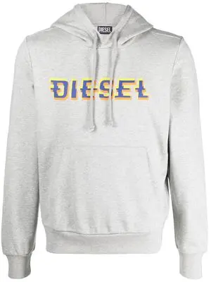 DIESEL® Logo-print Drawstring Hoodie - Grey