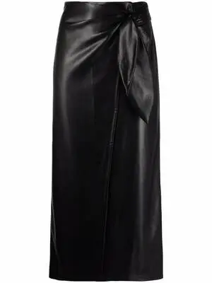 Nanushka Vegan Leather Midi Wrap Skirt