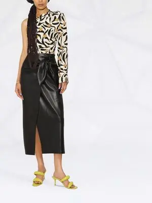 Nanushka Vegan Leather Midi Wrap Skirt