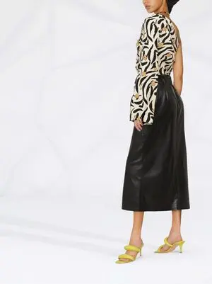 Nanushka Vegan Leather Midi Wrap Skirt