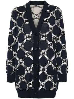 Gucci Gg Jacquard Reversible Cardigan - Blue