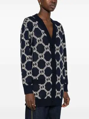 Gucci Gg Jacquard Reversible Cardigan - Blue