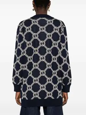 Gucci Gg Jacquard Reversible Cardigan - Blue