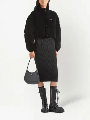 Prada Convertible Velvet Down Jacket - Black