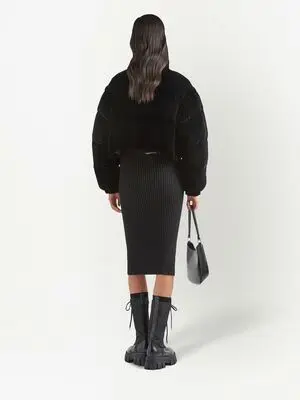 Prada Convertible Velvet Down Jacket - Black