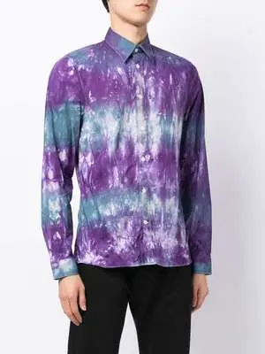 STAIN SHADE Long-sleeve Button-up Tie-dye Shirt