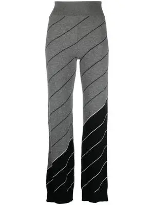 Stella McCartney Diagonal-stripe Wool Flared Trousers