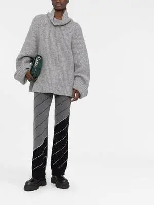 Stella McCartney Diagonal-stripe Wool Flared Trousers