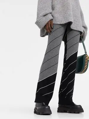 Stella McCartney Diagonal-stripe Wool Flared Trousers