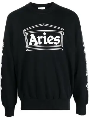 Aries Logo-print Long-sleeve Top - Black