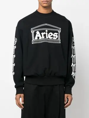 Aries Logo-print Long-sleeve Top - Black