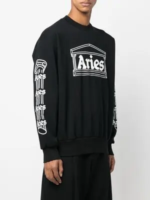 Aries Logo-print Long-sleeve Top - Black