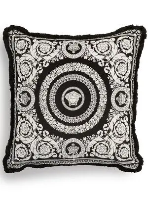 Versace Barocco Foulard Large Velvet Cushion - Black