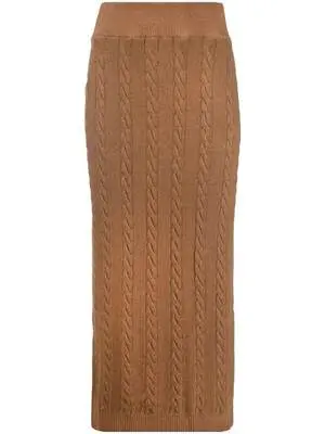 Woolrich Cable-knit Virgin-wool Midi Skirt - Brown