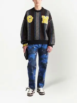 Off-White Intarsia-knit Jumper - Blue
