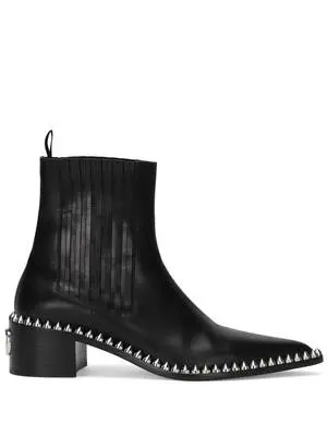 Dolce & Gabbana Studded Leather Ankle Boots - Black