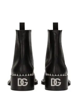 Dolce & Gabbana Studded Leather Ankle Boots