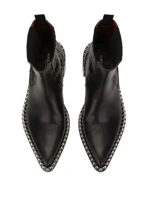 Dolce & Gabbana Studded Leather Ankle Boots