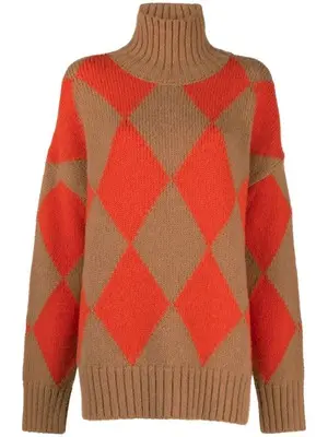 La DoubleJ Argyle High-neck Jumper