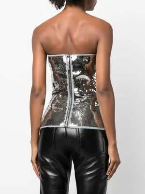 Rick Owens Sequin-embellished Bustier Top - Silver