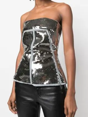 Rick Owens Sequin-embellished Bustier Top - Silver