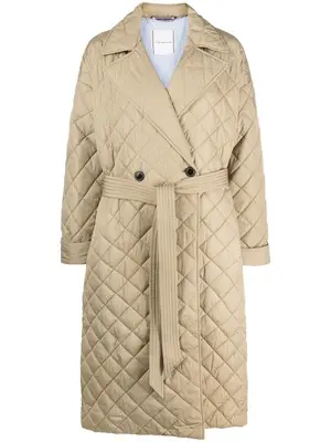 Tommy Hilfiger Sorona Quilted Belted Coat - Neutrals