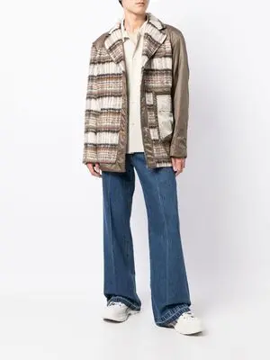 FENG CHEN WANG Plaid Panelled Button-up Coat