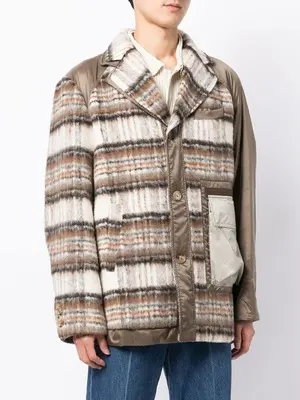 FENG CHEN WANG Plaid Panelled Button-up Coat