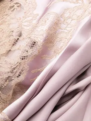 Carine Gilson Lace-detail Belted Silk Robe - Pink