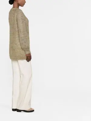 GANNI Brushed-effect Crew-neck Cardigan