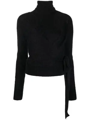 GANNI Brushed Cut-out Wrap Top
