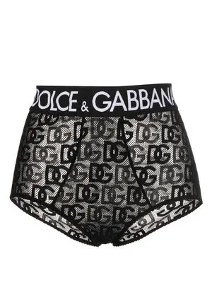 Dolce & Gabbana High-waisted Logo-print Briefs - Black