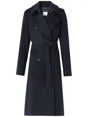 Burberry Kensington Cashmere Trench Coat - Blue