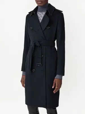 Burberry Kensington Cashmere Trench Coat - Blue