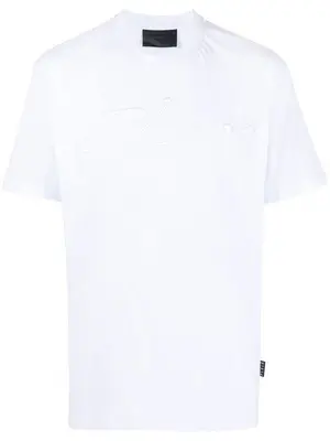 Philipp Plein Embroidered-logo Crew-neck T-shirt - White