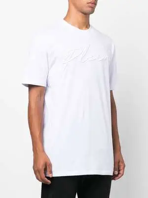 Philipp Plein Embroidered-logo Crew-neck T-shirt - White