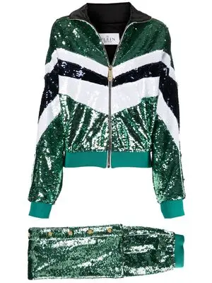 Philipp Plein Sequin Embellished Tracksuit - Green