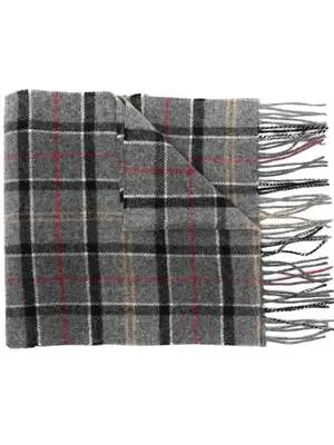 Barbour Fringed Tartan Lambswool Scarf - Grey