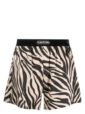 TOM FORD Zebra-print Silk Boxers - Neutrals