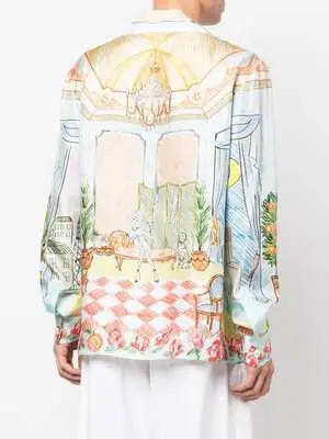 Casablanca Illustration-style Print Silk Shirt - Neutrals